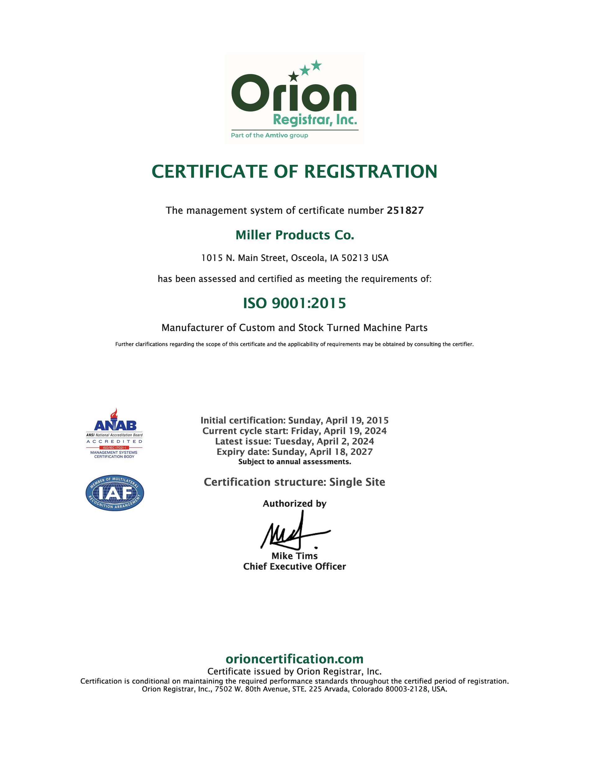 ISO Certification